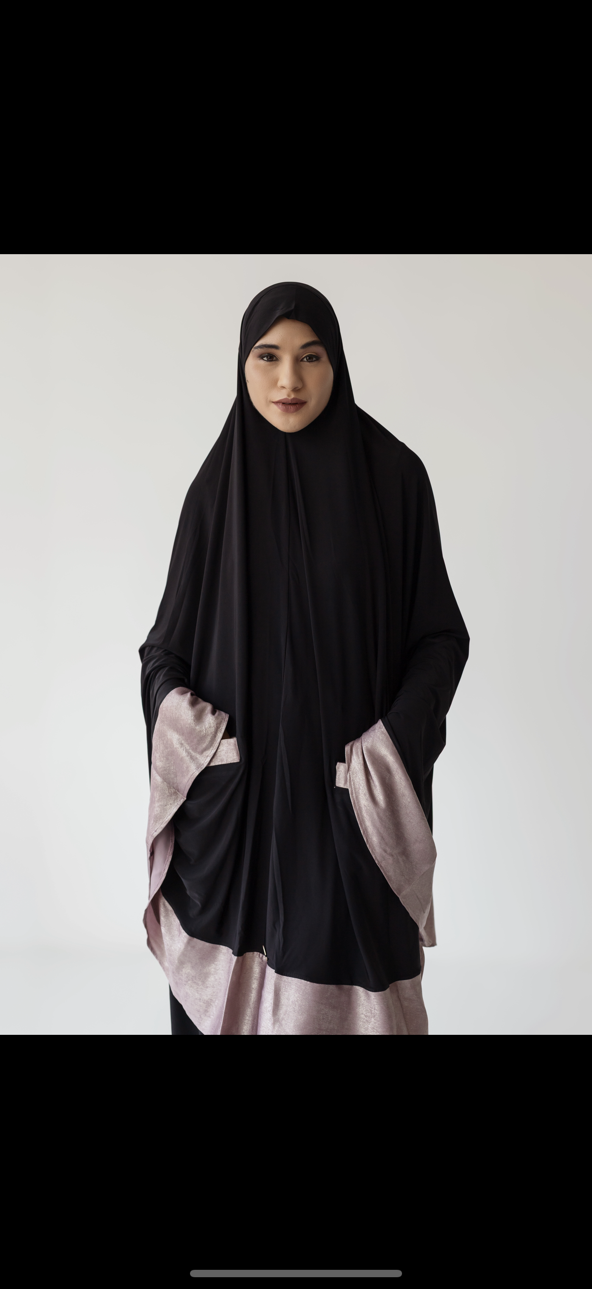 Pink Shimmer knee length burka – Enrobe Collection